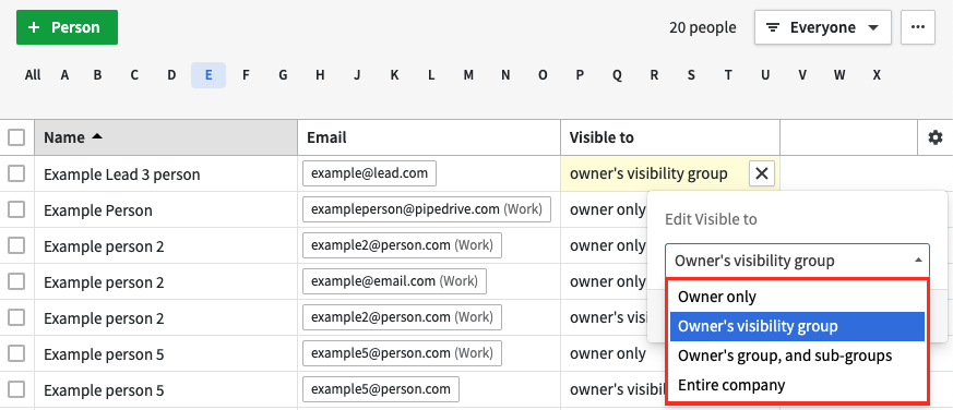Visibility groups - Knowledge Base | Pipedrive